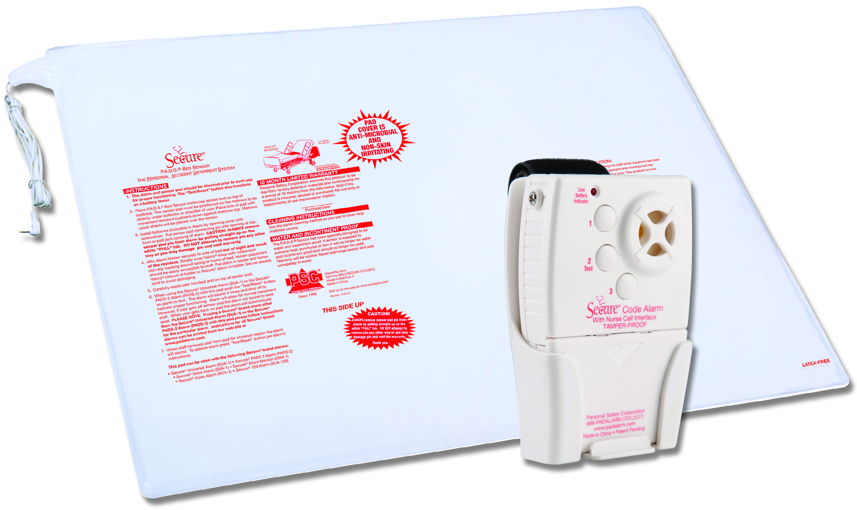 PSC Fall Management Code Alarm Bed Pads-10 Set - Bowers Medical Supply